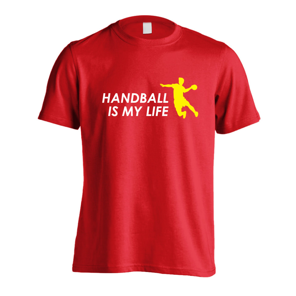 HANDBALL IS MY LIFE シルエットデザイン 半袖プレミアムドライ ハンドボールTシャツ - プロテッジ - ハンドボールT ...