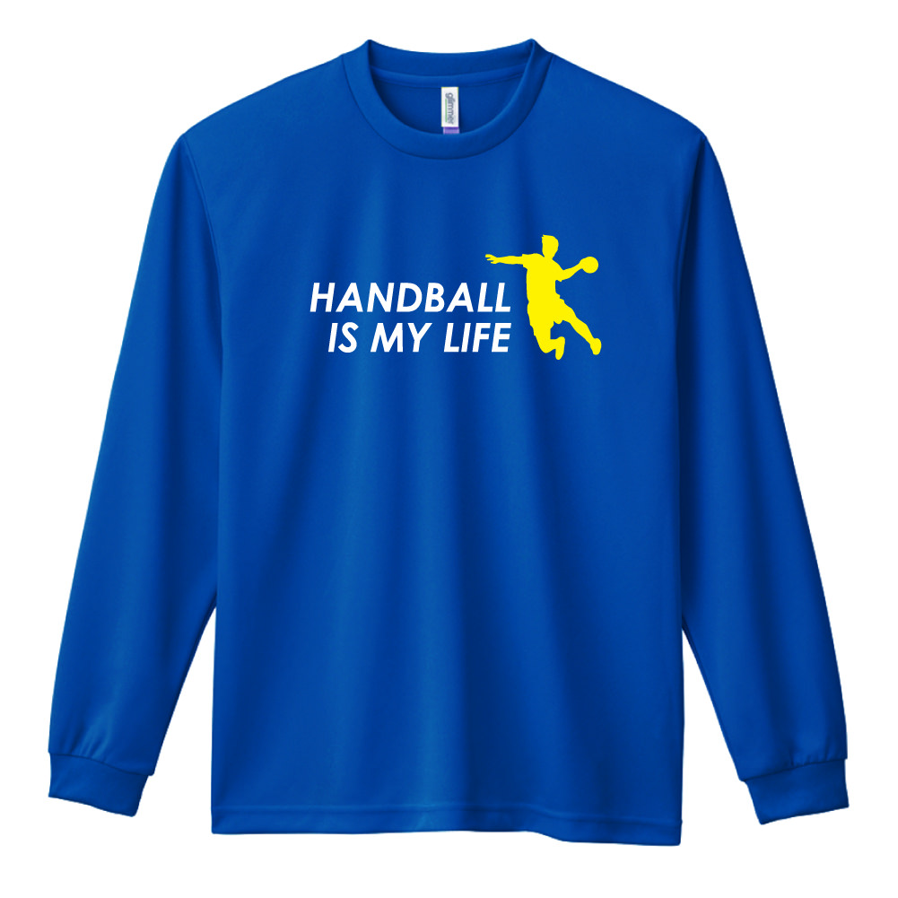 HANDBALL IS MY LIFE シルエットデザイン 長袖ドライ ハンドボールTシャツ - プロテッジ - ハンドボールTシャツ ...