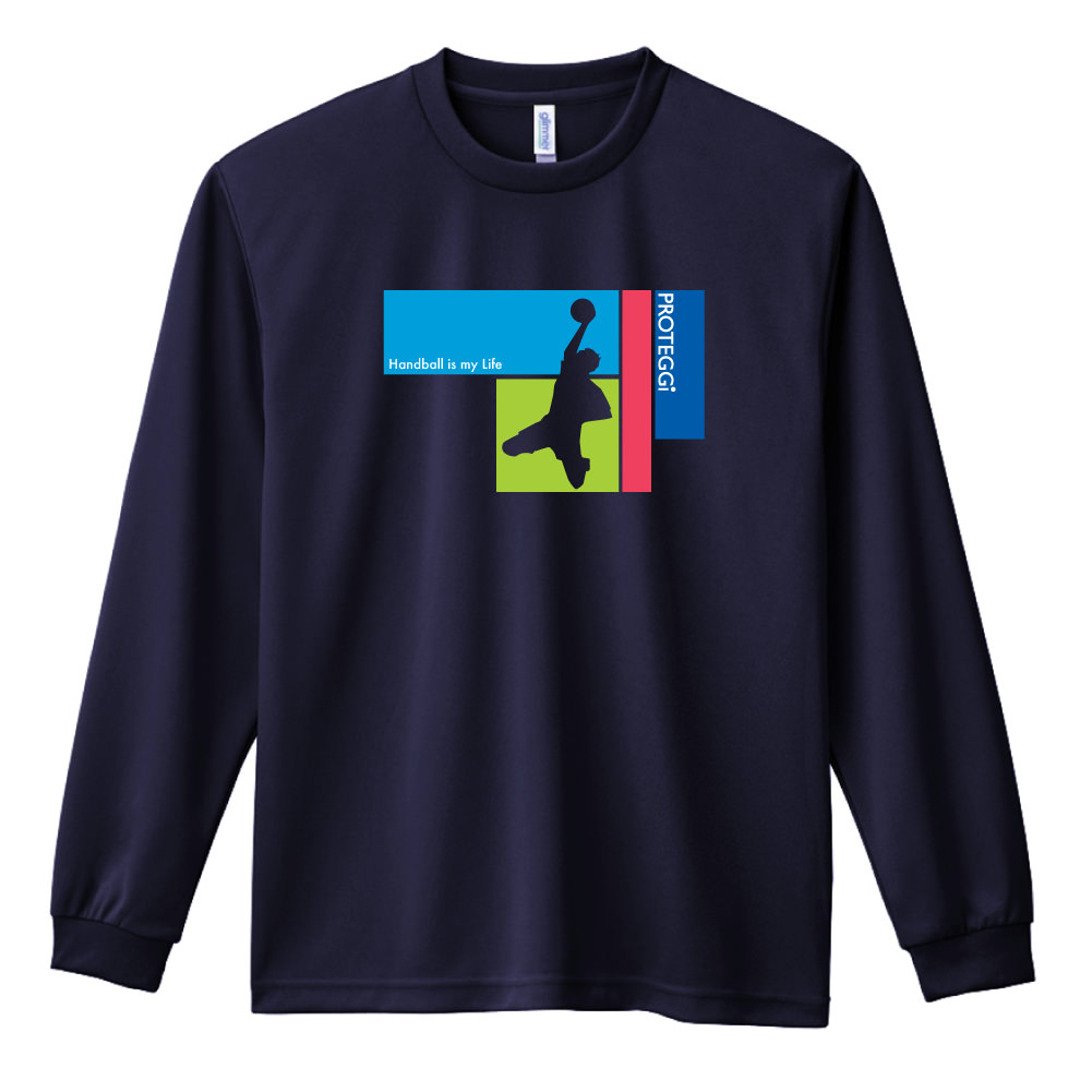 カラフルな Handball is my Life 男性シルエットデザイン 長袖ドライ ハンドボールTシャツ - プロテッジ - ハンドボール ...